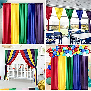 Rainbow Backdrop Curtains Rainbow Birthday Decorations for Unicorn Birthday Party Baby Shower Girl Decorations 5 Panels 2.5×7ft