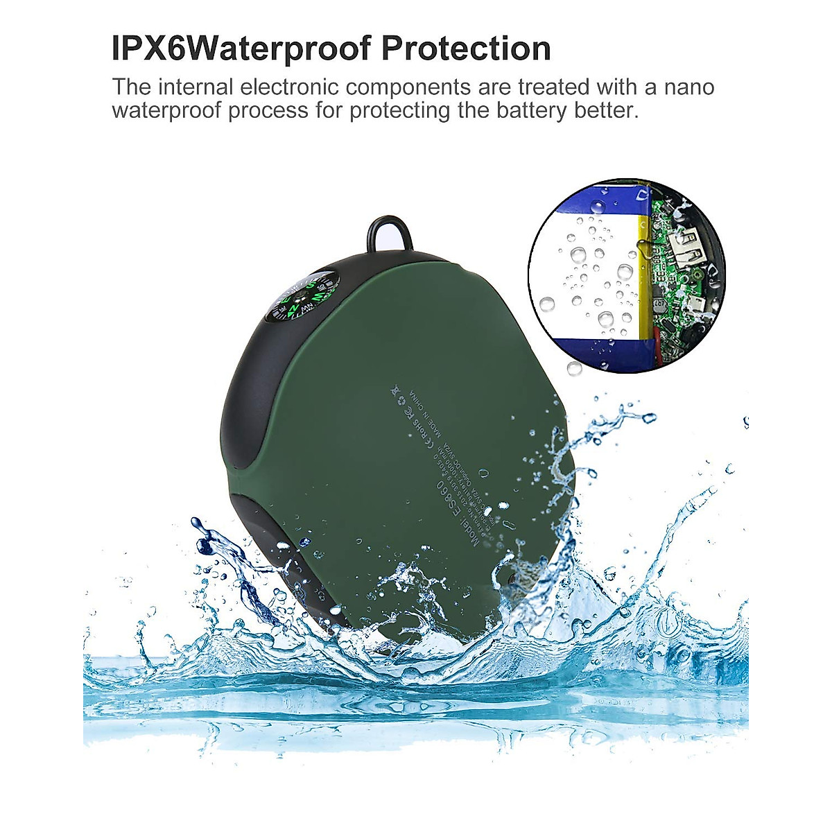 ABFOCE Waterproof Portable Charger 10000mAh Outdoor Power Bank One of The Smallest and Lightest Battery Pack LED Compass High-Speed ​​Charge Compatible for iPhone Android Samsung-Green