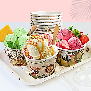 CIEOVO 48 Packs 9 oz Jungle Animals Party Paper Ice Cream Cups Disposable Jungle Safari Bowls Snack Cups Containers Dessert Bowls for Jungle Theme Birthday Wedding Baby Shower Party Decoration