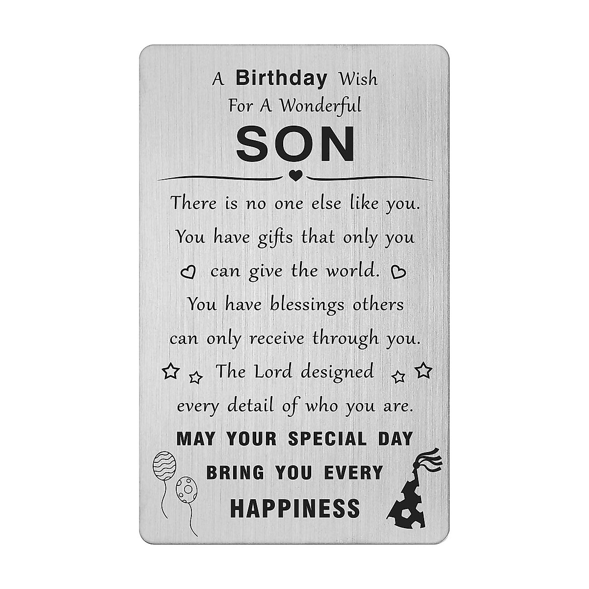 ABNTY Son Birthday Card, Birthday Gift for Son, Special Birthday Greeting Card Metal Engraved