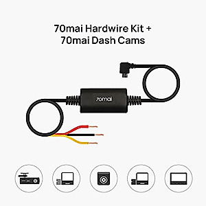 70mai Hardwire Kit, 10ft Micro USB for 70mai Car Dash Cams, 12V-30V to 5V/2.4A, Low Voltage Protection, 24 Hour Parking Surveillance Power Supply for 70mai Car Dash Cameras