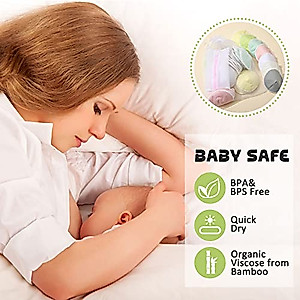 42 Pcs Reusable Nursing Pads Breast Pads for Breastfeeding Washable Organic Bamboo Nipple Pads Breast Feeding Essentials with Laundry Bag, Travel Storage Bag for Overnight Leak (4.8 x 4.8 Inch)