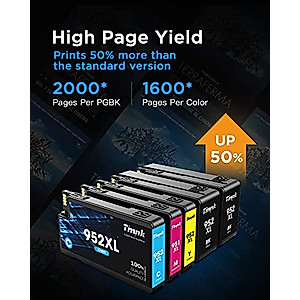 【5-Pack Larger Capacity】 952XL Ink Cartridges Replacement for Original HP 952 952 XL Ink Cartridges Combo Pack (2BK/C/M/Y), High-Yield, for OfficeJet Pro 8710 8720 7720 7740 8210 8702 8715 8725