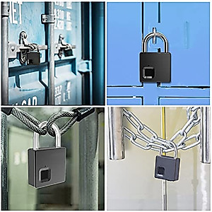 Fingerprint Padlock - with 2 Keys Backup - IP66 Waterproof Suitable for Outdoor - Heavy Duty Security Smart Lock with USB (Black)