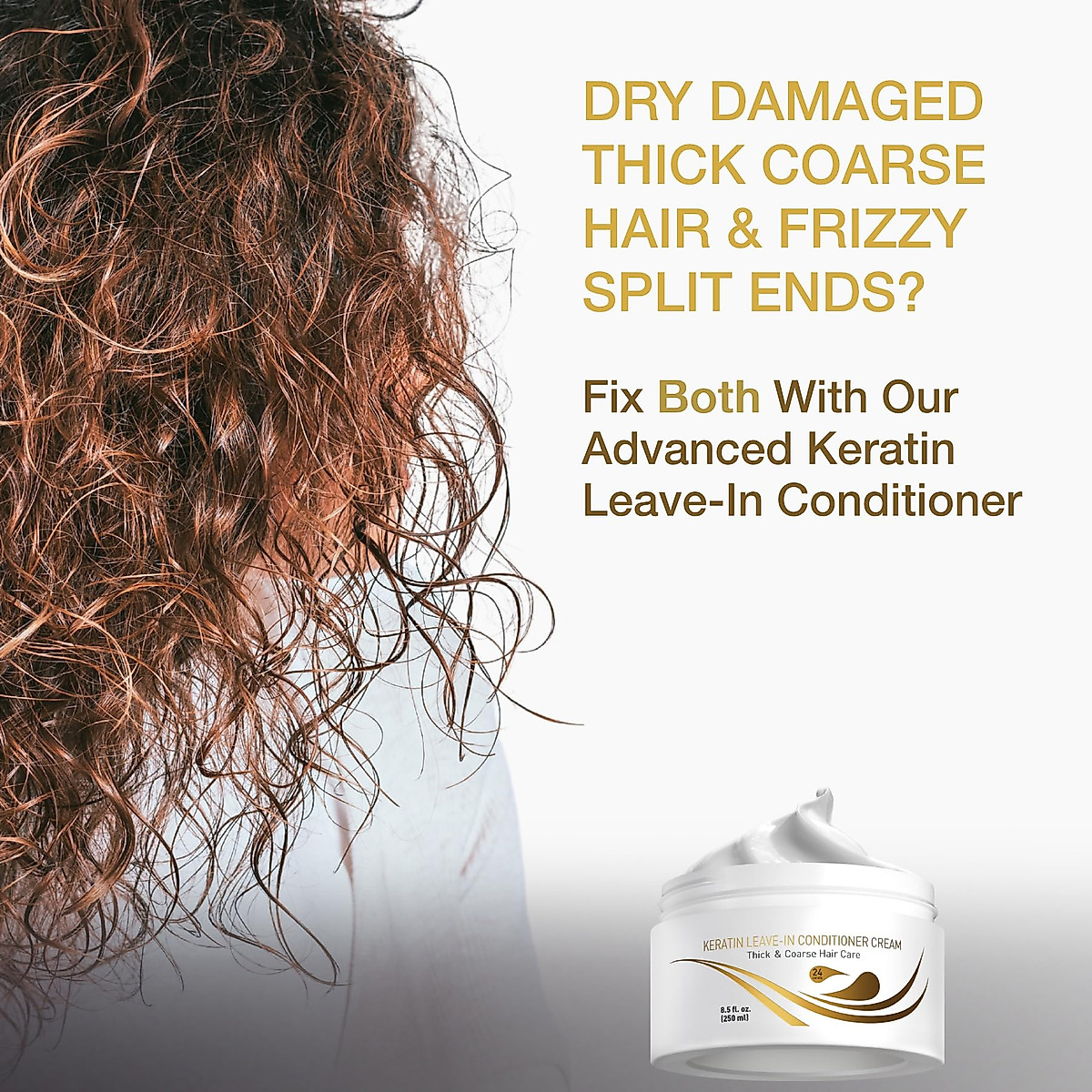 Vitamins Leave in Conditioner Cream - Indulgent Anti Frizz Conditioning for Curly Hair - Curl Defining Styling Detangler for Thick Coarse Natural Dry Damaged Hair (Keratin)