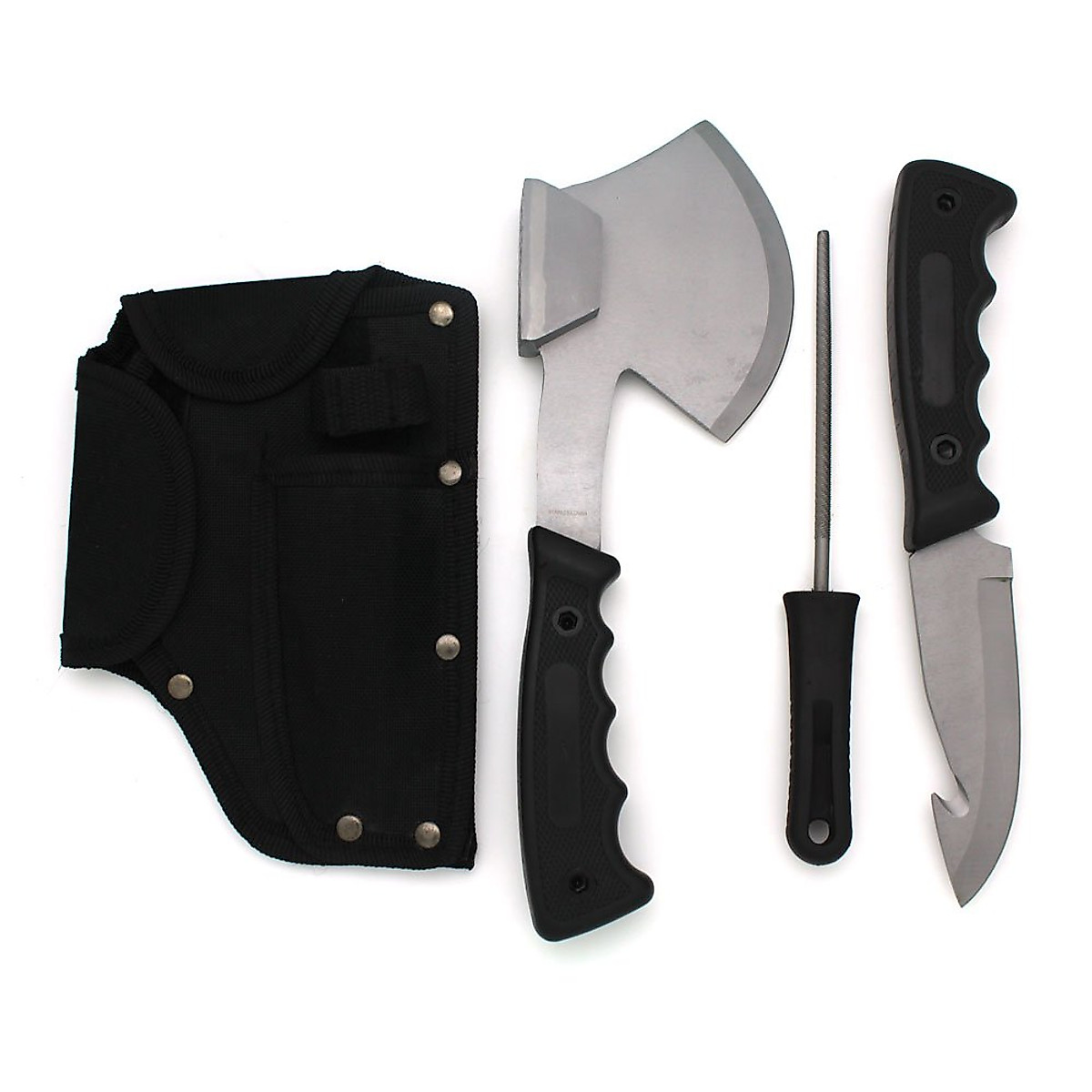 Snake Eye Tactical Heavy Duty 4PC Big Game Hunting Knife Set Camping Fishing Silver