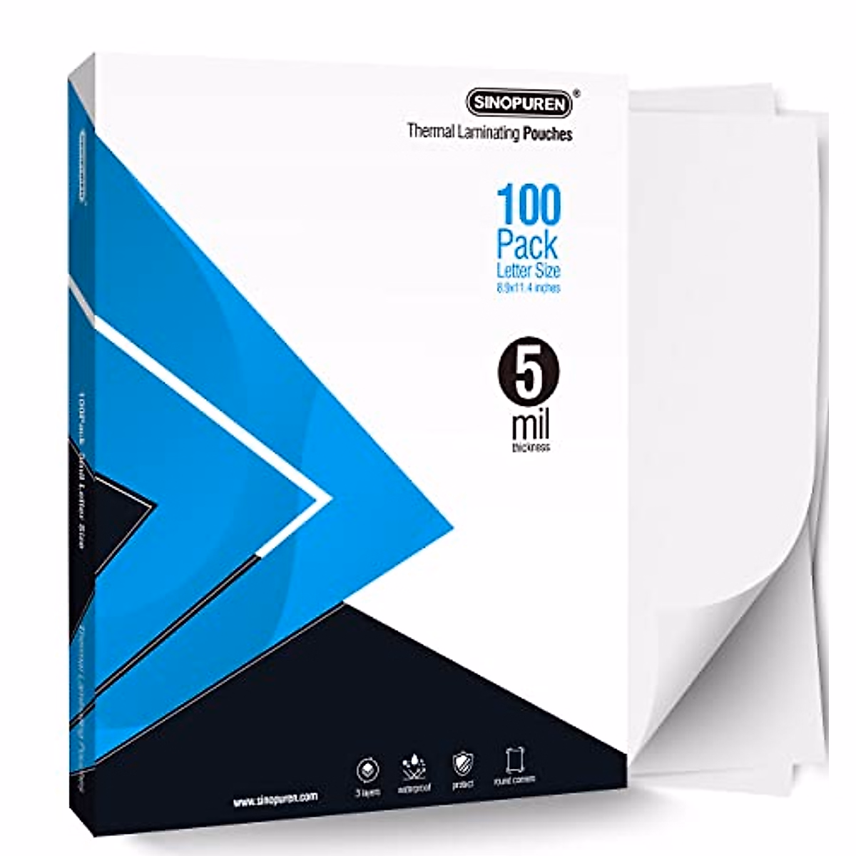 SINOPUREN Thermal Laminating Pouches for Laminator, 5Mil Thickness, Letter Size Sheet 8.9×11.4inches, 100-pack, Clear