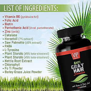 Pure Biotin for Hair Growth - Gray Hair Solution - Anti Gray Hair Women, Saw Palmetto for Women Hair Loss, biotin Vitamins for Hair Skin and Nails, paba Supplement, Gray Hair Pills, 3 B 180 Caps