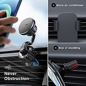 LISEN Magnetic Phone Holder for Car Mount Upgraded Clip Cell Phone Holder Car 360° Unobstructed Magnet Cell Phone Mount Strong Magnetic Vent iPhone Car Mount Compatible with All Smartphone & Tablet