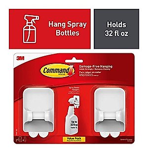 Command Spray Bottle Hangers, White/Gray, 2