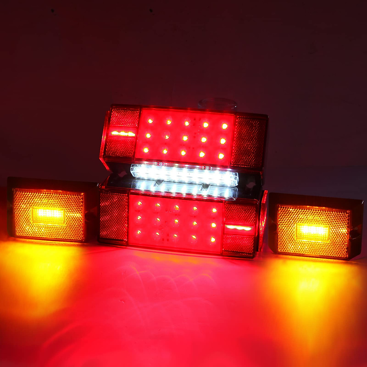 VINAUO Boat Trailer Lights, IP68 LED Trailer Light Kit with Trailer Wiring Harness Kit, 2 Amber Trailer Lights for Camper Truck RV Boat Snowmobile Over 80" Inches