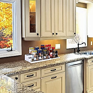 CiWiVOKi 3 Tier Expandable Spice Rack Organizer, Non Skid Spice Storage Shelf Kitchen Organizer for Kitchen Cabinet, Cupboard, Pantry, 2 Packs