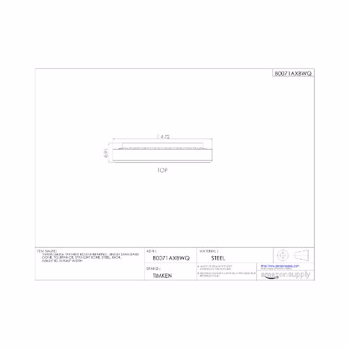Timken 34306 Tapered Roller Bearing, Single Cone, Standard Tolerance, Straight Bore, Steel, Inch, 3.0625" ID, 0.9060" Width
