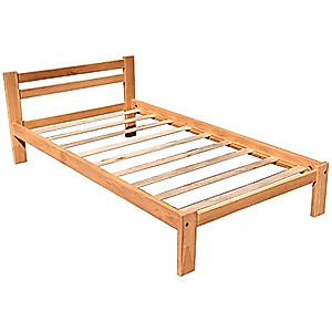 Amazonas Honey Pine Finish Twin Bed & Trundle Solid Pine Wooden Trundle Bed Hardwood Slats Support Suitable for Boys Girls Kids Bedroom Wooden Bed Frame