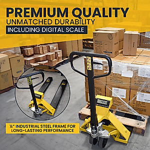 5Seconds - Steel Pallet Jack with Scale, Battery-Powered Hand Lift Jack Tool with LED Display, Safe Moving Equipment for Industrial & Commercial Use, 48" L x 27" W x 47”H, 5000lb Capacity