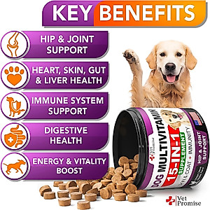 (2 Pack) Dog Multivitamin Chewable with Glucosamine - Dog Vitamins and Supplements - Senior & Puppy Multivitamin for Dogs - Pet Joint Support Health - Immunity - Mobility - Energy - 240 Chews