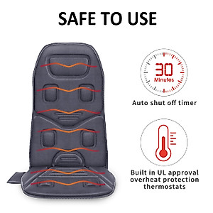 COMFIER Back Massager with Heat, 10 Motors Vibration Seat Massager, Chair Massage Pad, Heated Chair Pad, Chair Warmer,Gifts for Elderly, Mom, Dad (Gray)