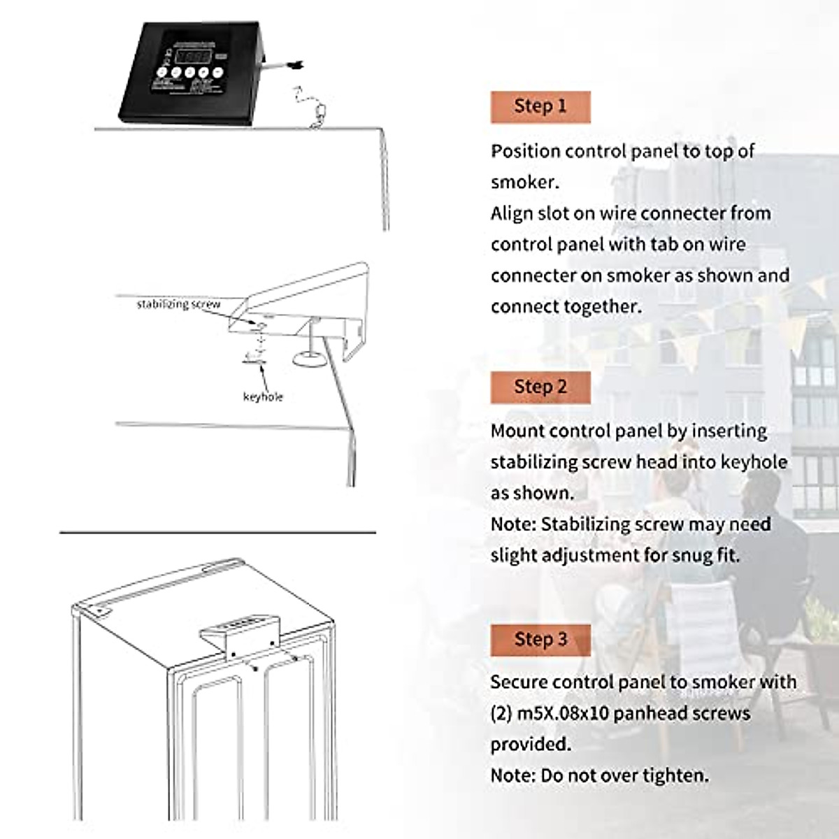 990050048 Digital Control Panel Replacement Parts, Compatible with Masterbuilt MB ESQ30B, ESQ30S, 20070106, 20070206, 20072010, 20070910 and More Electric Smoker Grill Models Controller