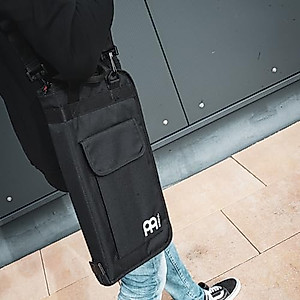 Meinl Percussion Drum Stick Bag with Extra Outside Pocket and Floor Tom Hooks – for Mallets, Brushes and Accessories, Black, Standard (MSB-1)
