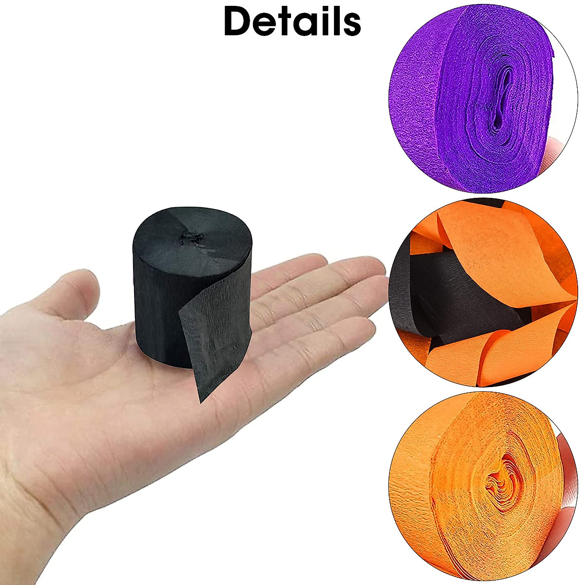 Yomiie 12 Rolls Crepe Paper Streamers, 360 Feet Orange Black Purple Tassels Streamer Paper for Halloween Theme Party Supplies Room Wall Decor Crafts Backdrop Decorations