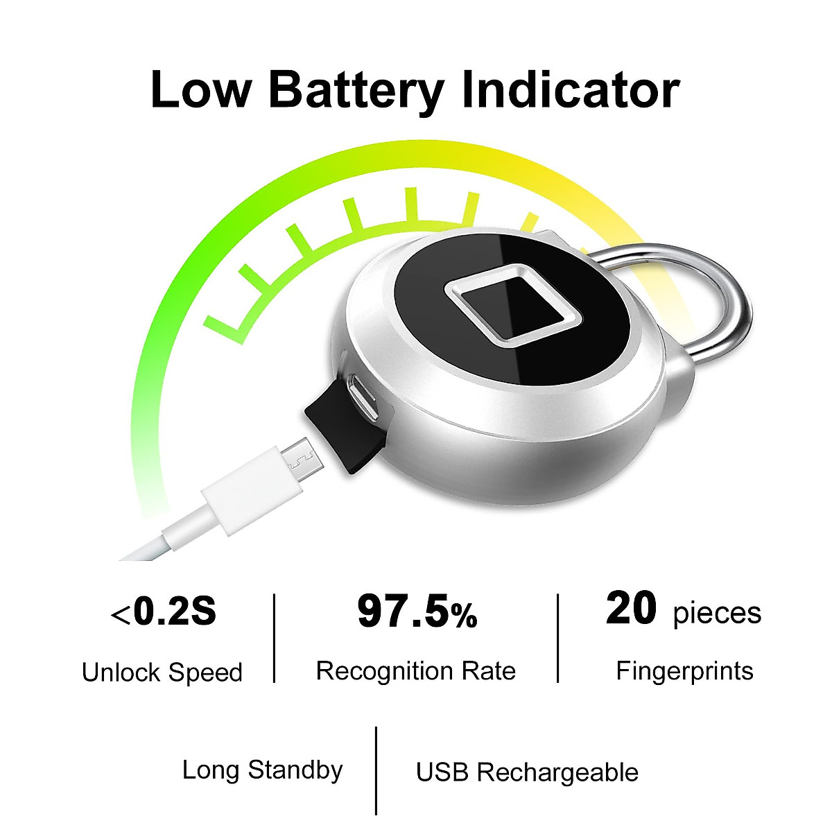 Fingerprint Lock, Dhiedas Gym Lock, Bluetooth Lock, Small Fingerprint Padlock with Keyless, Weatherproof Smart Lock for Gym Locker School Suitcase Cabinet Luggage Storage and Fence