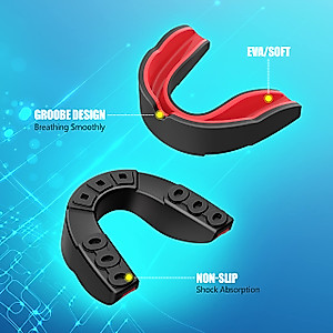 Mengdger Youth Mouth Guard Football MouthGuard Sports Kids Boys Mouthpiece Teeth Braces EVA Double Colored for MMA Boxing Rugby Kickboxing Taekwondo Softball Lacrosse(3 Pack)