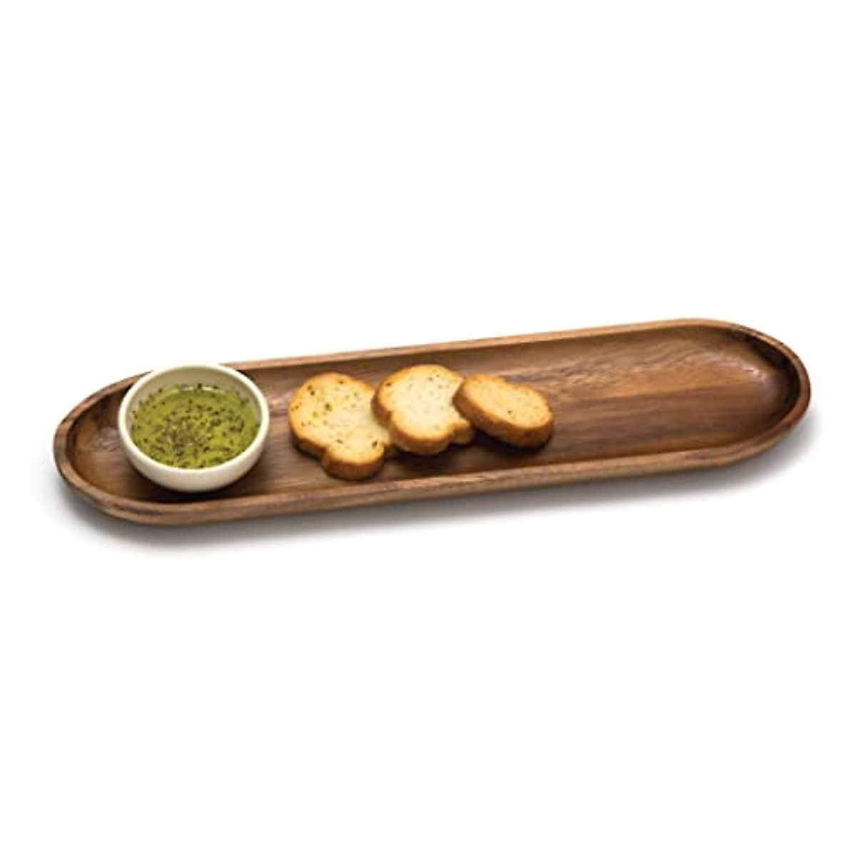 Lipper International Acacia Wood Bread Cutting and Serving Board with Ceramic Dipping Bowl