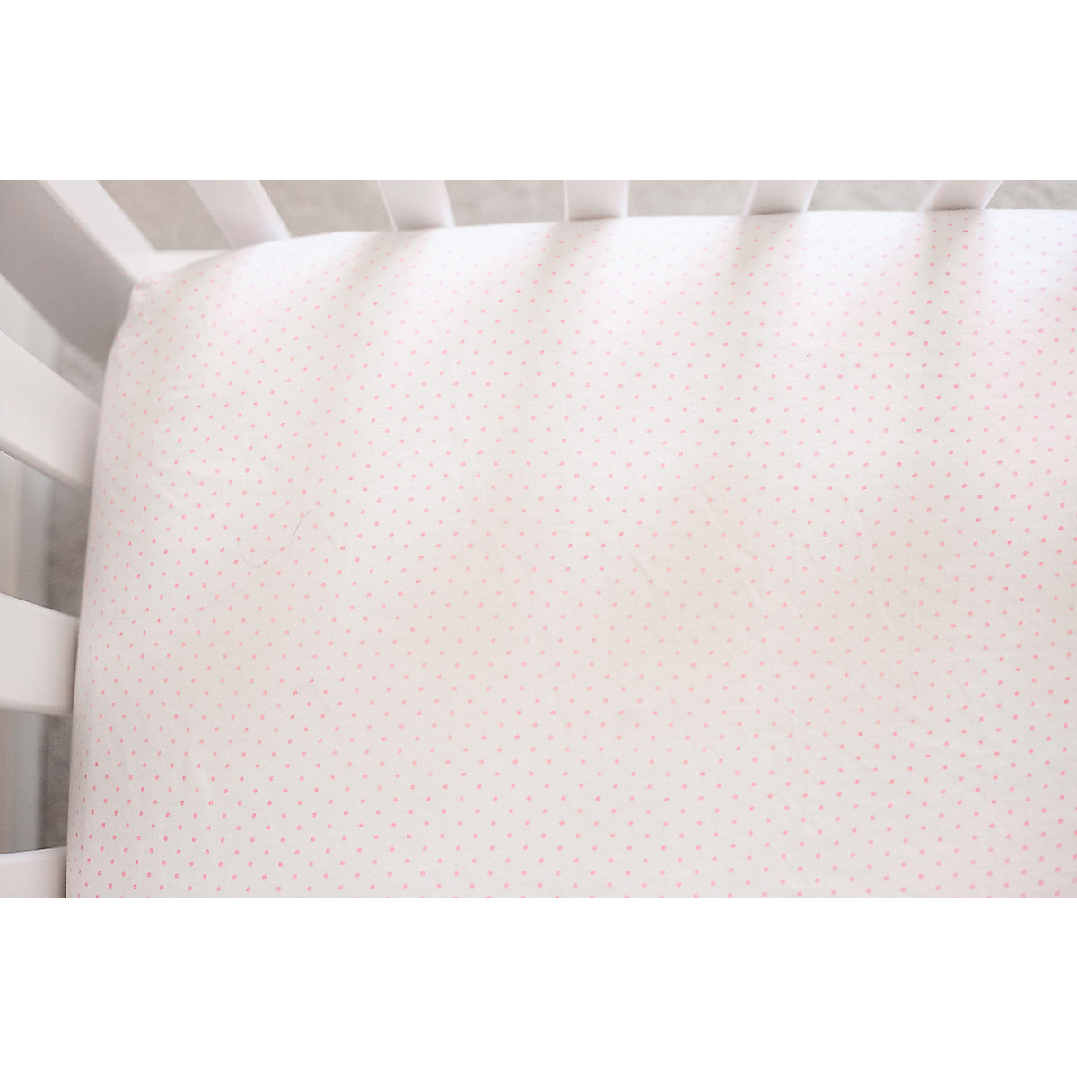 SheetWorld Fitted 100% Cotton Jersey Oval Sheet, Fits Stokke Mini 23 x 29, Pink Pindot, Made in USA