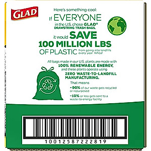 GLAD ForceFlexPlus Tall Kitchen Trash Bags, 13 Gallon Trash Bags for Tall Kitchen Trash Can, Lemon Fresh Bleach Scent to Eliminate Odors, 90 Count (Package May Vary)