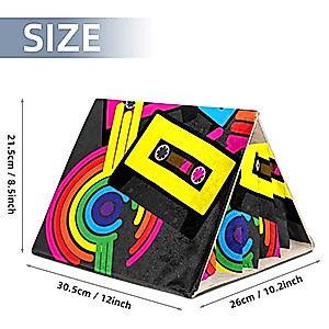 RATGDN Small Pet Hideout Retro Audio Cassette Tapes Rainbow Hamster House Guinea Pig Playhouse for Dwarf Rabbits Hedgehogs Chinchillas
