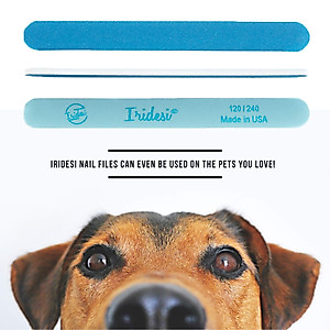 Iridesi Professional Nail Files and Buffers Blue 120 240 Grit Washable Emery Boards 7 Inches Long 12 Fingernail Files Per Pack