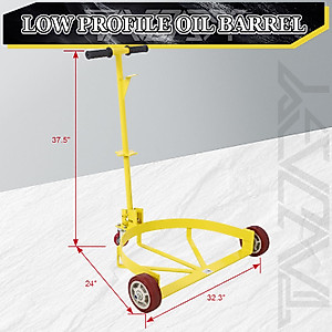 Tandagy 55 Gallon Drum Dolly 1200lbs Capacity Oil Drum Cart with Pivoting T Handle Low Profile Oil Barrel Drum Roller Cart Heavy Duty Oil Drum Caddy with Rotating Wheels for Workshop Factory Warehouse