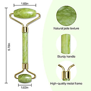 huefull Jade Roller for Face and Gua Sha Facial Tools to Reduce Puffiness and Improve Wrinkles, Face and Body Treatments of Face Roller and Gua Sha Set Designed