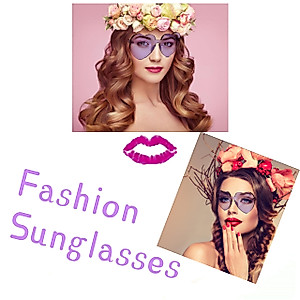 OLIN Heart Thick Oversized Rimless Sunglasses One Piece Heart Shape Eyewear Colored Sunglasses for Women Purple, Heart