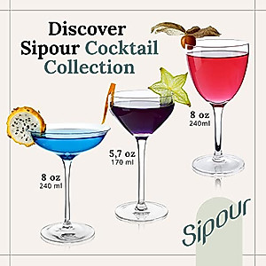 Nick and Nora Coupe Glasses – Martini Cocktail Glasses Set of 4 (5.7 oz) – Elegant Manhattan Glasses for Hosting Parties – Hand-Blown Lead-Free Crystal Cups