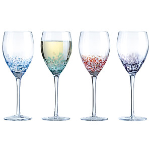 Anton Studio Designs - Speckle Wine Glass Multicoloured - Set of 4-350ml Capacity Per Glass - Coloured Wine Glasses…