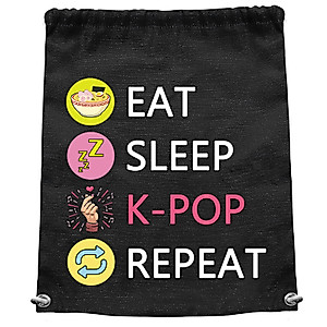 CMNIM K-POP Makeup Bag Eat Sleep Repeat Travel Pouch Merchandise Gift for Women Girl (Black DB)