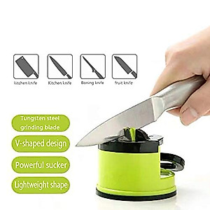 MS.CLEO 2 Pack Cup sharpener - Knife Sharpener, Kitchen Knife Sharpener with Suction Cup, Sharpens Dull Knives Quickly (Red + Green)