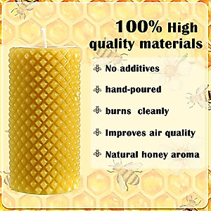 3 Pcs Diamond Pillar Candles 2 x 4 Inch Yellow 20hours Burning Handmade Candles Dripless Pillar Candle Rustic Diamond Pillar Candles for Wedding Christmas Holidays Spa Church Home Decor