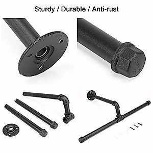 Jeasor Industrial Pipe Clothes Rack Floating DIY Wall Mounted, Heavy Duty Rustic Vintage Clothing Rod, Metal Garment Bar Space-Saving Hanging for Bedroom, Bathroom and Laundry Room (Black)