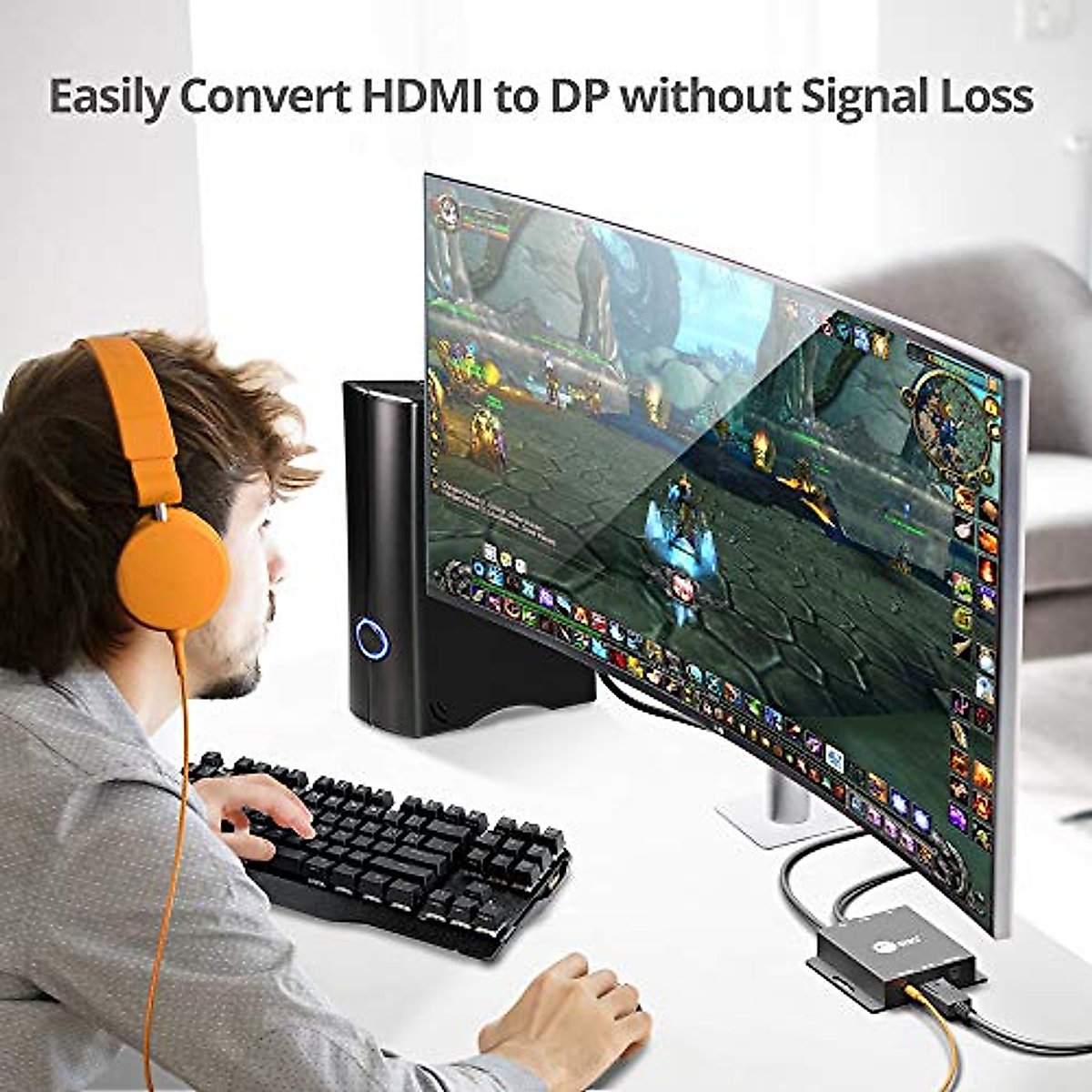 SIIG HDMI to DisplayPort Converter Adapter, One-Way HDMI 2.0 Source to DP 1.2 Display,4K60 & 1080p144Hz,HDCP 2.2,EDID,Audio Extract to Toslink/3.5mm,TAA Compliant,ESD Protection CE-H26A11-S1