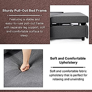 THSUPER 75-Inch Queen Size Convertible Sleeper Sofa Bed, Comfortable Pull-Out Futon Loveseat, Full Love Seat for RV Small Spaces, Hide-A-Bed Fold Out Couch - Grey