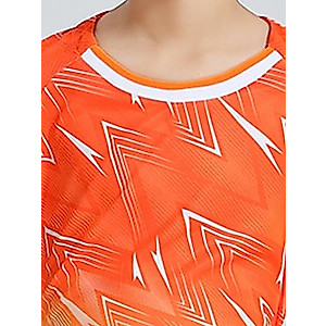 Fldy Kids Youth Soccer Sport Training Uniform 2 Piece Athletic Suit Football Jersey Short Sleeve T-shirt with Shorts Kit Orange&Yellow 7-8 Years