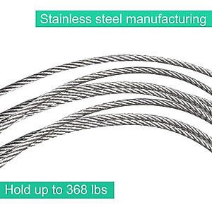 Wire Rope, 1/16 Wire Rope, Stainless Steel 304 Wire Cable, 328FT Length Aircraft Cable with 100pcs Sleeves Stops, 7x7 Strand Core, 368 lbs Breaking Strength Perfect for Outdoor,Yard,Garden or Crafts