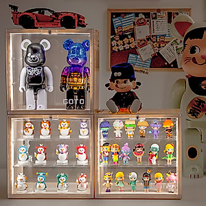 GOTO LED Lighting Display Box, Display Storage Case, Show Case for Bearbrick 400%, Action Figures, Lego, Collectibles, Pop Mart (19L LED Included Adapter and 2 Partition)