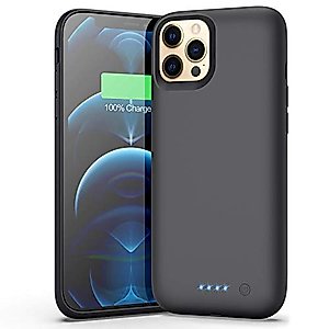 AONIMI Battery Case for iPhone 12 Pro Max, 7800mAh Portable Protective Charging Case for iPhone 12 Pro Max Extended Backup Ultra Rechargeable Battery Pack External Charger Case(6.7inch)-Black