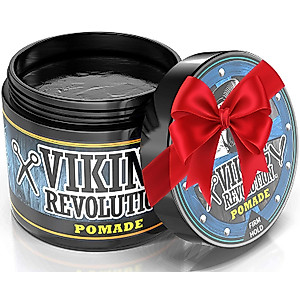 Viking Revolution Pomade for Men 4oz - Firm Strong Hold & High Shine for Classic Styling - Water Based & Easy to Wash Out (Firm, 1 Pack)