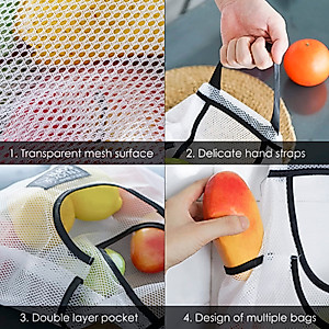 Linkidea 8 Pack Reusable Mesh Bag, Portable Fruit Bags, Washable Hanging Storage Bags, Organizer Shopping Handbag for Garlic, Onions, Potatoes