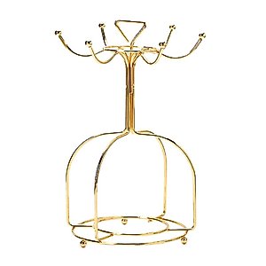 oAutoSjy Iron Coffee Cup Holder Gold Mug Holder with Hook & Handle Coffee Mug Rack Dishes Organizer Mug and Saucer Display Rack Wrought Iron Mug Drainer Storage Drying Rack for Counter Kitchen Office