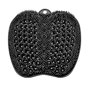 BESKAR Larger Shower Foot Scrubber Mat with Non-Slip Suction Cups- Cleans, Smooths, Exfoliates & Massages your Feet Without Bending, Improve Foot Circulation & Soothes Tired Feet- Black